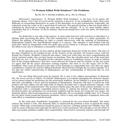 A Woman killed with kindness-Dr. MV Rama Sarma.pdf