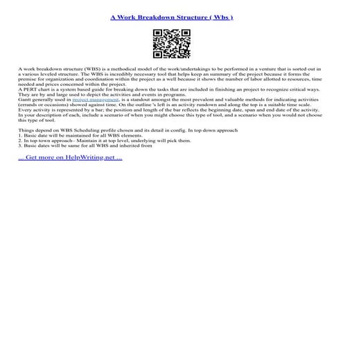 A Work Breakdown Structure ( Wbs ) | PDF