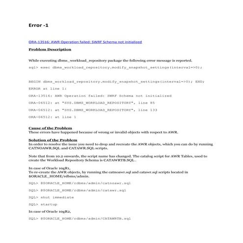 Awr report error | PDF