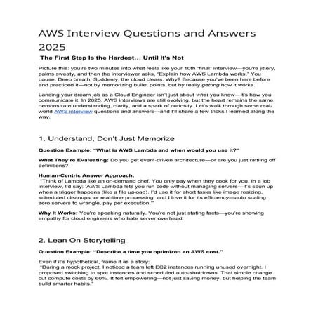 AWS Interview Questions and Answers 2025 | DOCX