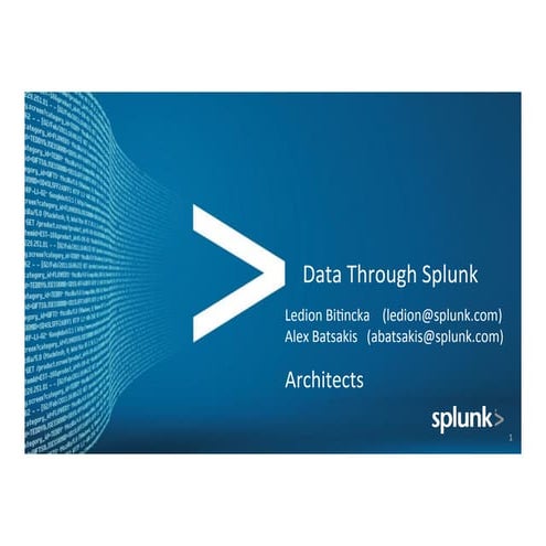 Splunk talk at the AWS Big Data Meetup in Palo Alto on Nov 17 2015 | PPT