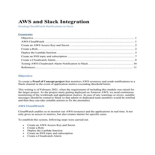 Aws And Slack Integration Sending Cloudwatch Notifications To Slackpdf