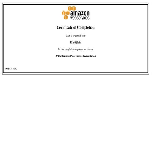 Aws business professional certificate kshitij | PDF
