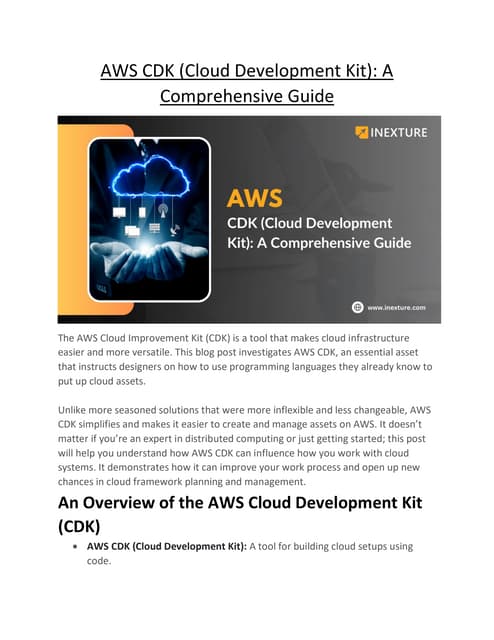 Aws Cdk Cloud Development Kit A Comprehensive Guide Pdf
