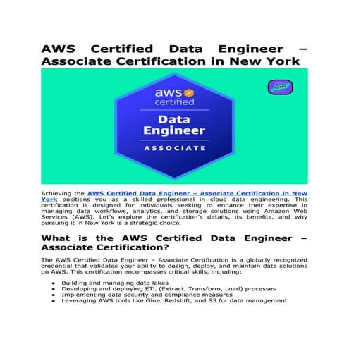 AWS Certified Data Engineer – Associate Certification in New York.docx