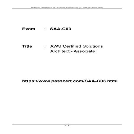 AWS Certified Solutions Architect - Associate SAA-C03 Dumps | PDF | Cloud Computing | Internet