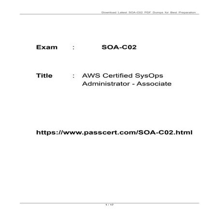 AWS Certified SysOps Administrator Associate SOA-C02 pdf | PDF