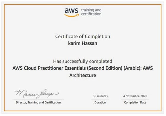 AWS Cloud Practitioner Essentials (Second Edition) (Arabic) Certificate | PPT