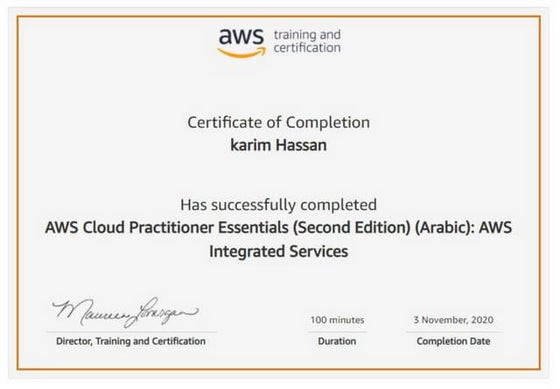 Aws Cloud Practitioner Essentials Second Edition Arabic Certificate