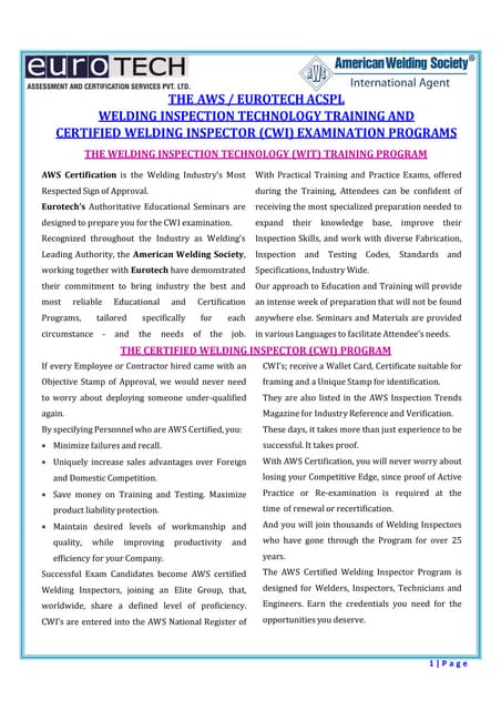 AWS CWI Training Guidelines | PDF