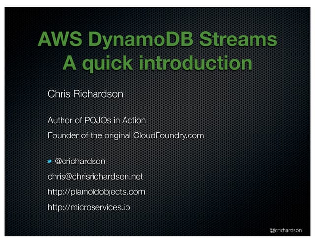 Aws Dynamodb Streams A Quick Introduction Ppt Free Download