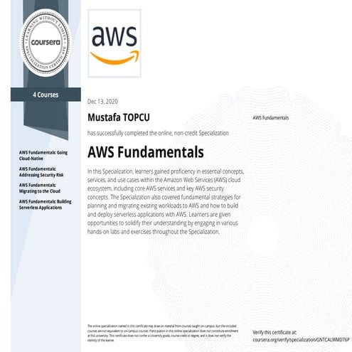 Aws Fundamentals Specialization | PPT