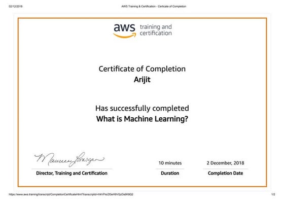 Aws training & certification certicate of completion wat | PDF