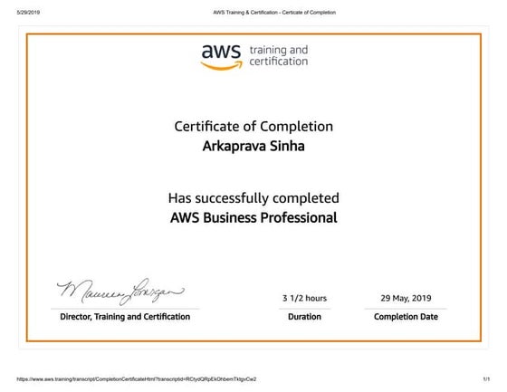 AWS Ayush Certificate | PPT