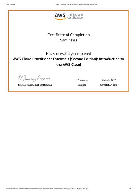 Aws training & certification certicate of completion | PPT