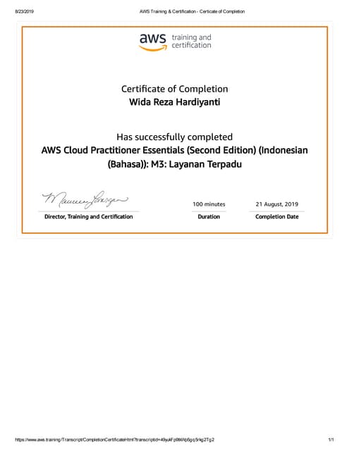 Introduction to AWS Cloud - AWS Certification Completion | PDF | Cloud Computing | Internet