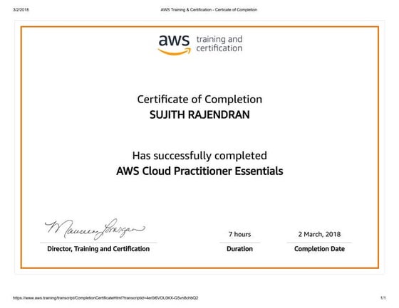 Aws training & certification certicate of completion | PDF