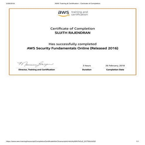 AWS Security Fundamentals Online (Released 2016) | PDF
