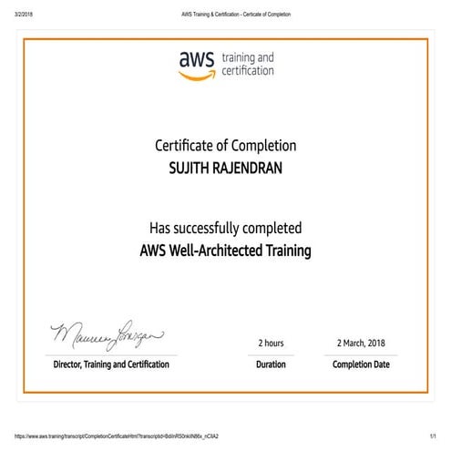 Aws training & certification certicate of completion wat | PPT