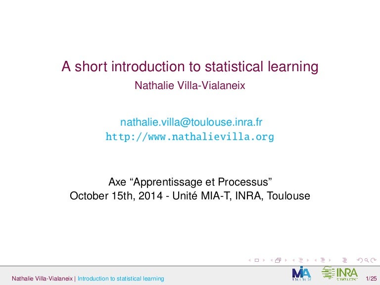 A short introduction to statistical learning