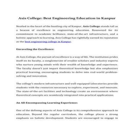 Axis College Best Engineering Education in Kanpur | PDF