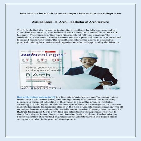 Axis Colleges - Best Architecture College in UP | PDF