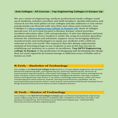 Axis Colleges All Courses - Top AKTU engineering college | PDF