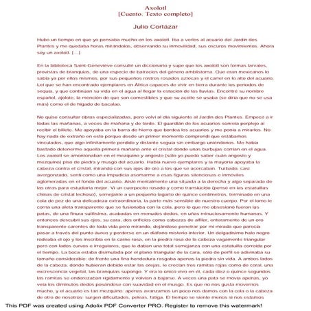 Axolotl, julio cortázar | DOCX