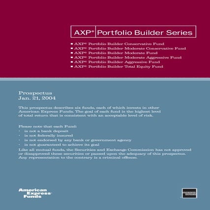 Axp Portfolio Builder Series Prospectus S 6282 99 | PDF