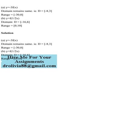 (a) y=-3f(x)Domain remains same. ie. D = [-8,3]Range = [-30,0].pdf