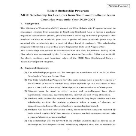 Ay2020 2021 elite scholarship program | PDF
