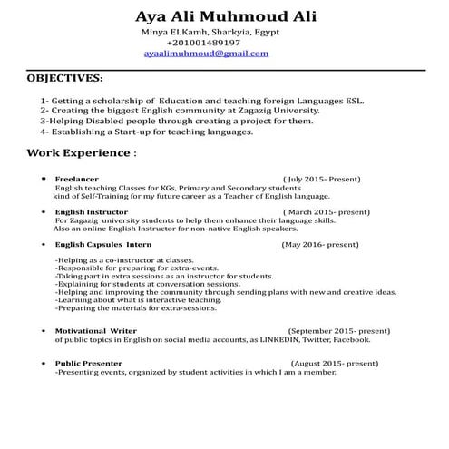Aya Ali-CV | PDF