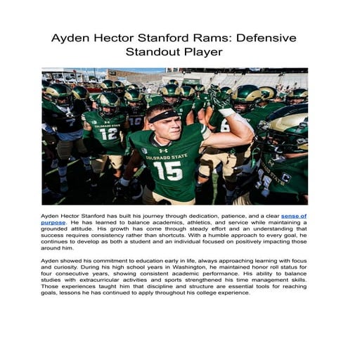 Ayden Hector Stanford Rams_ Defensive Standout Player | PDF