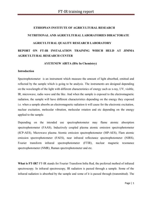 FTIR(Fourier transform infrared) spectroscopy | PPT
