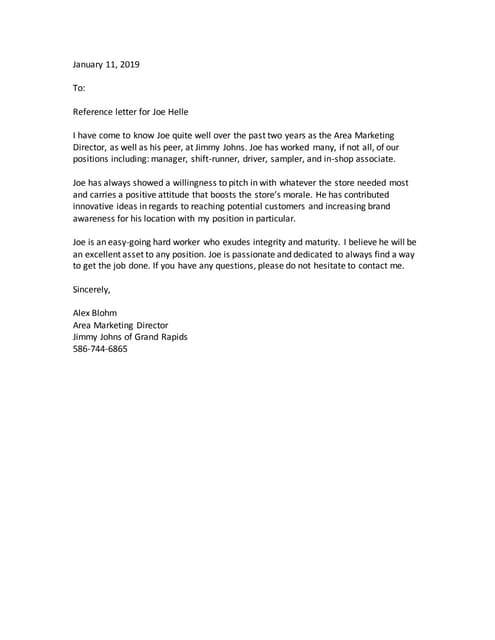 Johnny Letter of Reccomdation | DOC