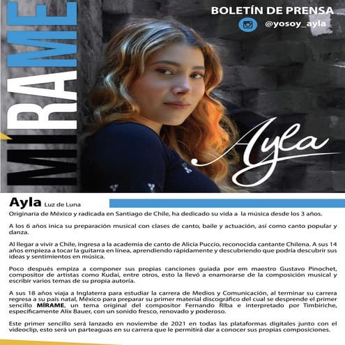 Ayla inica su preparación musical con clases de canto, baile y ...