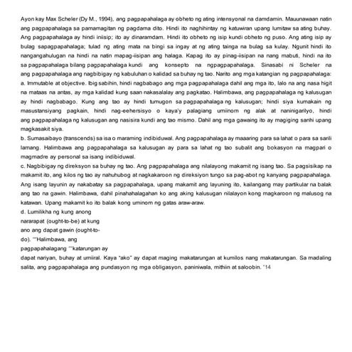 Ayon kay max scheler | DOCX