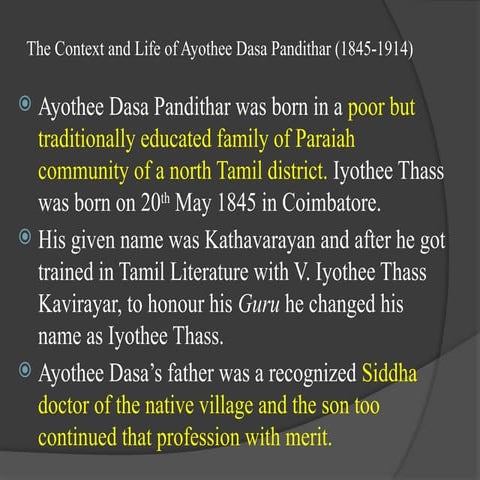 Ayothee Dasa Pandithar launched the Tamil newspaper "Oru Paisa Tamilan ...