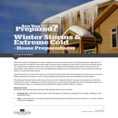 Are You Prepared? Winter Storms & Extreme Cold | PDF