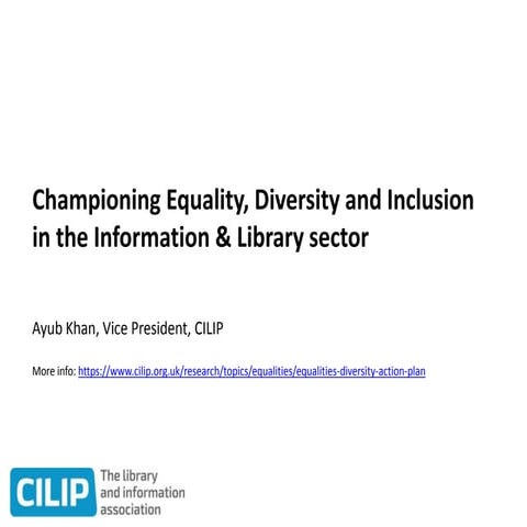 Voice and vision: essential issues around diversity and inclusion for ...