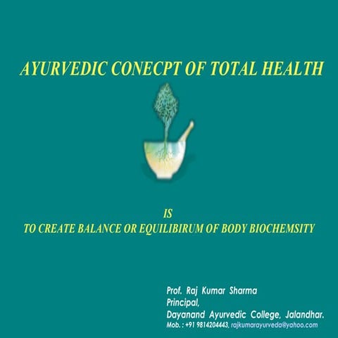Ayurvedic concept of total health | PPT