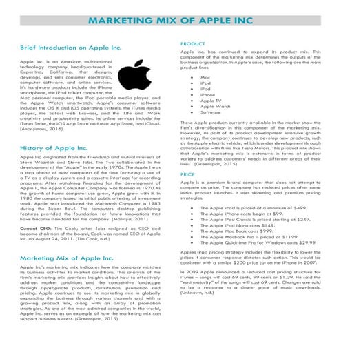 Marketing Mix of Apple Inc. | PDF | Operating Systems | Computer ...
