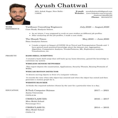 Ayush resume final 5 | PDF