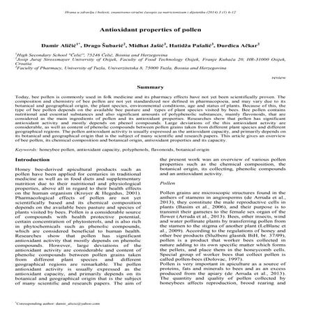 Antioxidant Properties of Bee Pollen | PDF