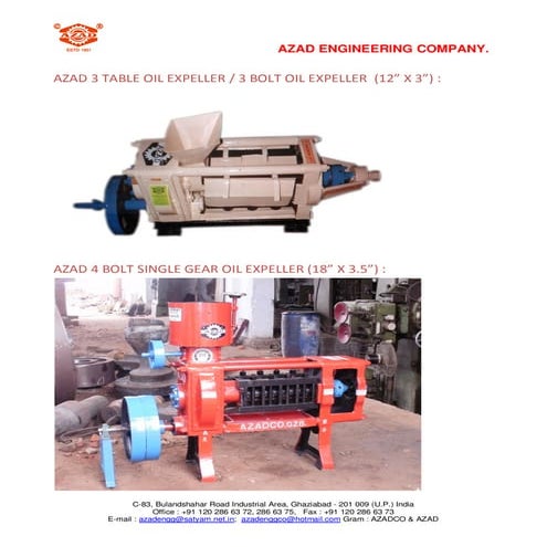 Azad oil screw press | PDF