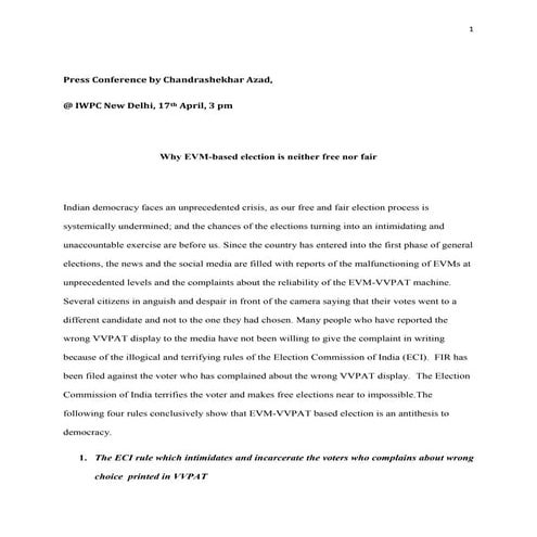 Azad's press conference note.english 1 | PDF