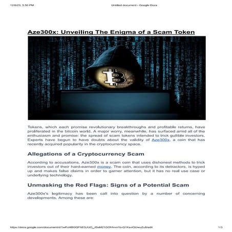Aze300x-Unveiling The Enigma of a Scam Token | PDF | Business ...