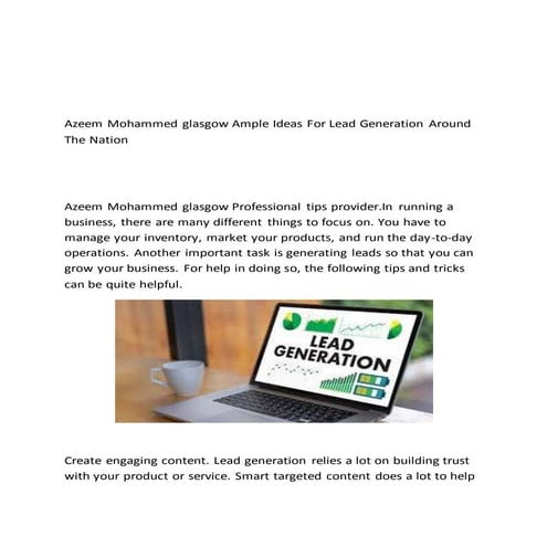Azeem mohammed glasgow ample ideas for lead generation around the ...