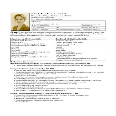 Jewelry Resume | DOCX