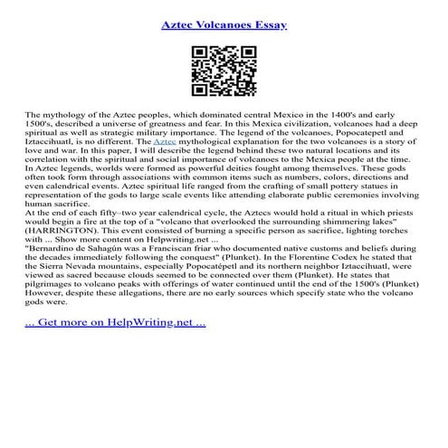 Aztec Volcanoes Essay | PDF